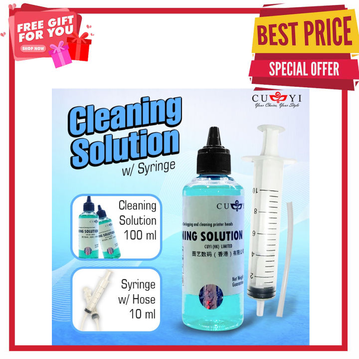 Cuyi Cleaning Solution For Inkjet Printer & Syringe With Hose Bundle ...