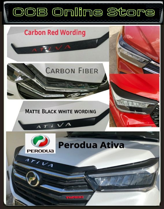 PERODUA ATIVA ABS Front Bonnet Guard + Head Lamp Eyelid - Carbon ...