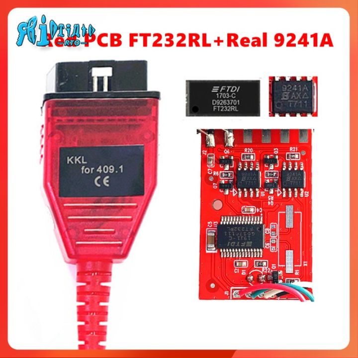 RTOC VAG KKL Scanner Tool for VAG 409.1 with FTDI FT232RL Chip Real 9241A Red PCB for vag 409.1 ...