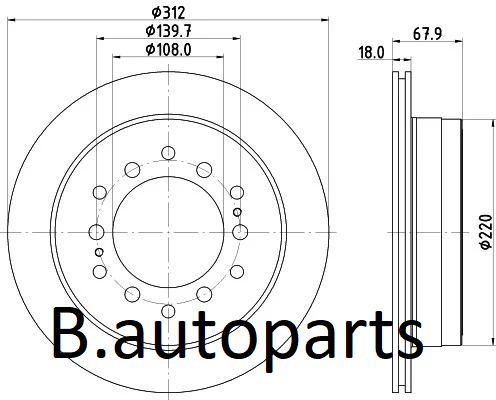 จานเบรคหลัง TOYOTA ALL NEW FORTUNER TRD GUN155 TGN156 TGN166 GUN156 2.4 ...