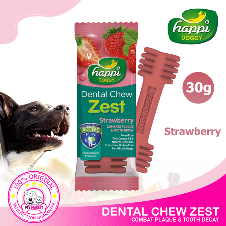 Happi Doggy Dental Chew Zest Strawberry Flavor 4" ( Combat Plaque ...
