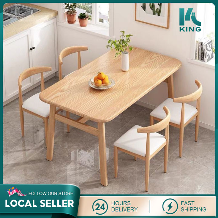 140CM Wood Dining Table Rectangular Modern Meja Makan Kitchen Home ...