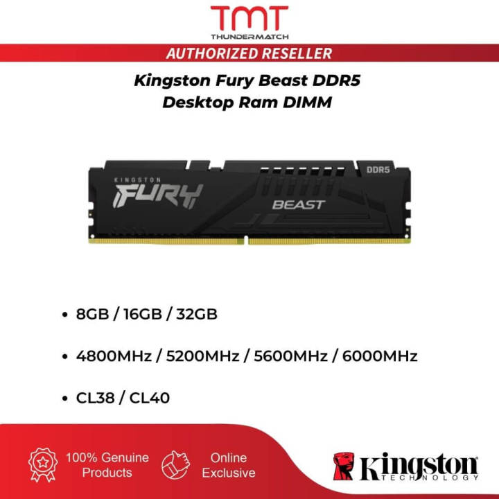 TMT Kingston Fury Beast DDR5 8GB /16GB /32GB 4800MHz /5200MHz /5600MHz /6000MHz Desktop Ram DIMM ...