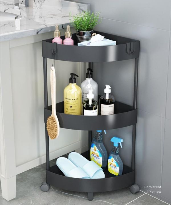 Rak Dapur Triangle Plastik Rak Troli Susun Rak Sudut Rak Susun Roda ...