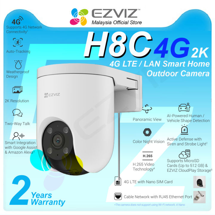 EZVIZ H8c 4G 2K 3MP AI Human / Vehicle Shape Detection , Smart Auto ...