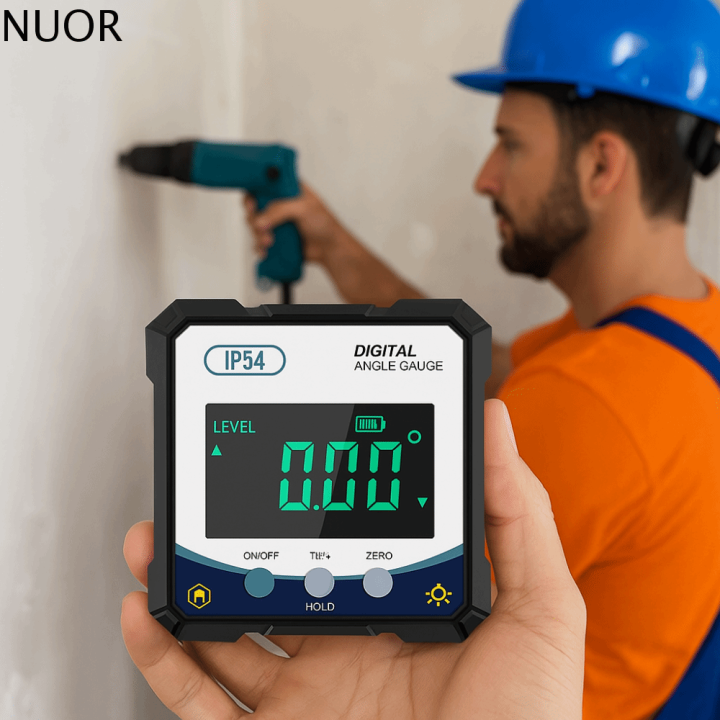 NUOR 4x90 ° ระดับมุม พร้อมฐานแม่เหล็ก จอแสดงผลดิจิตอล โปรแทรกเตอร์มุม ...