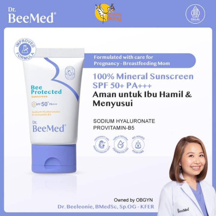 Dr.BeeMed Bee Protected Sunscreen SPF 50 PA+++ - 100% Mineral Sunscreen ...