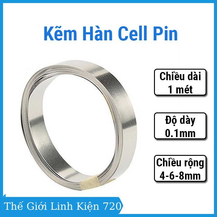 1 Mét kẽm hàn cell pin dây Niken dày 0.1mm hàn pin 18650, 38650 ...