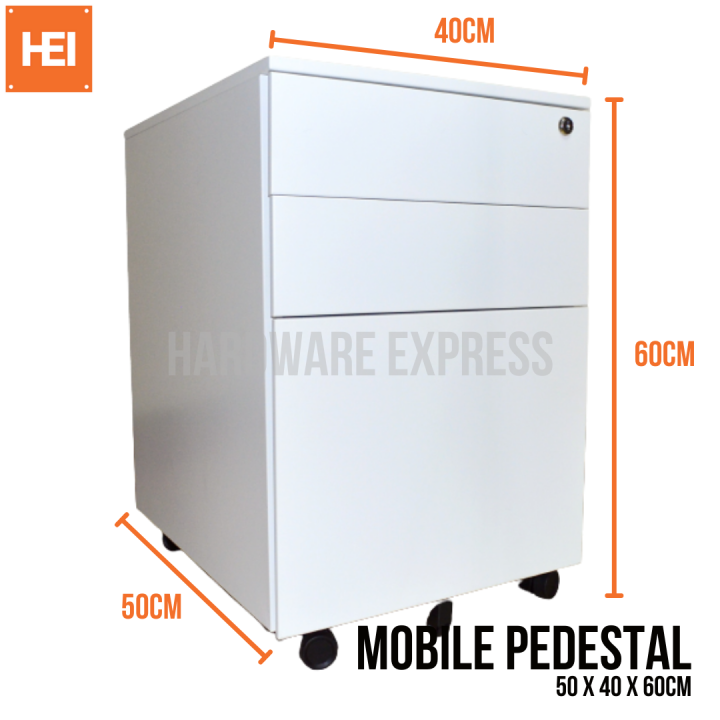 White Mobile Pedestal Cabinet with Wheels (3 Layers) | Lazada PH