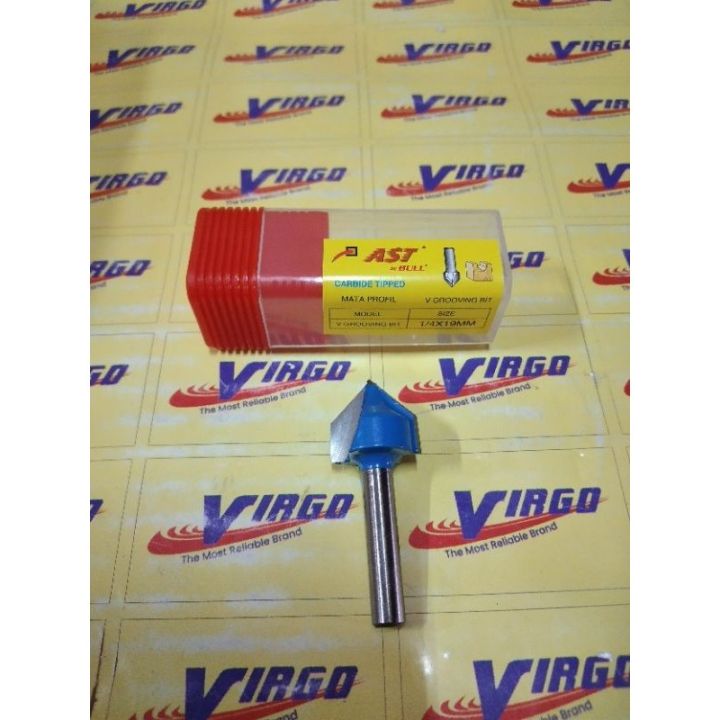 AST MATA PROFIL PROFILE ROUTER TRIMMER VEE GROOVING BIT 1/4 x 19MM ...