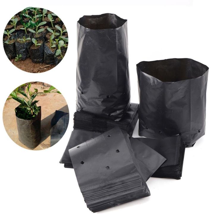 FAMILIFE 50pcs/100pcs Gusseted Black Plastic Poly Bag Seedling Nursery ...