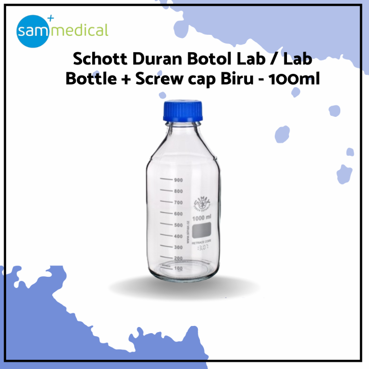 Schott Duran Botol Lab / Lab Bottle + Screw cap Biru - 1 Liter | Lazada ...