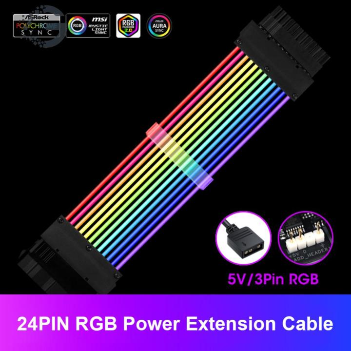 【New Arrival】 PSU Extension Cable Addressable RGB ATX 24Pin PCIe GPU ...