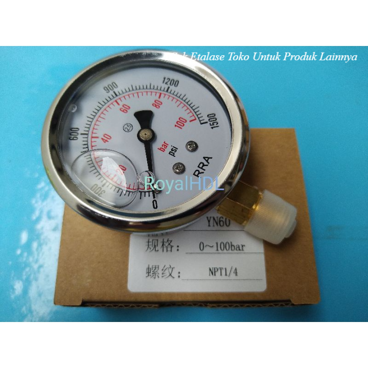 pressure gauge manometer raket 100bar 2,5inch stainless RRA hidrolik ...