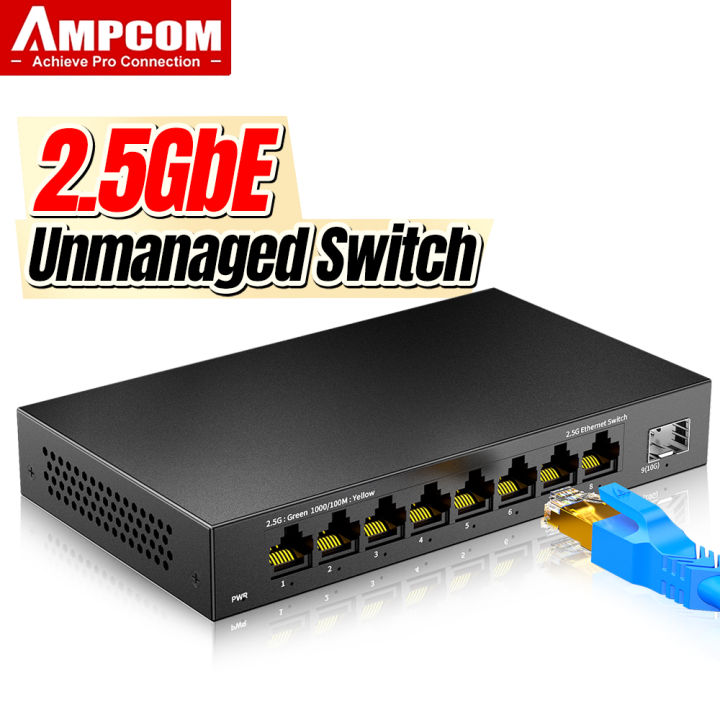AMPCOM 8 Port 2.5Gigabit Ethernet Switch Unmanaged with 10G SFP ...