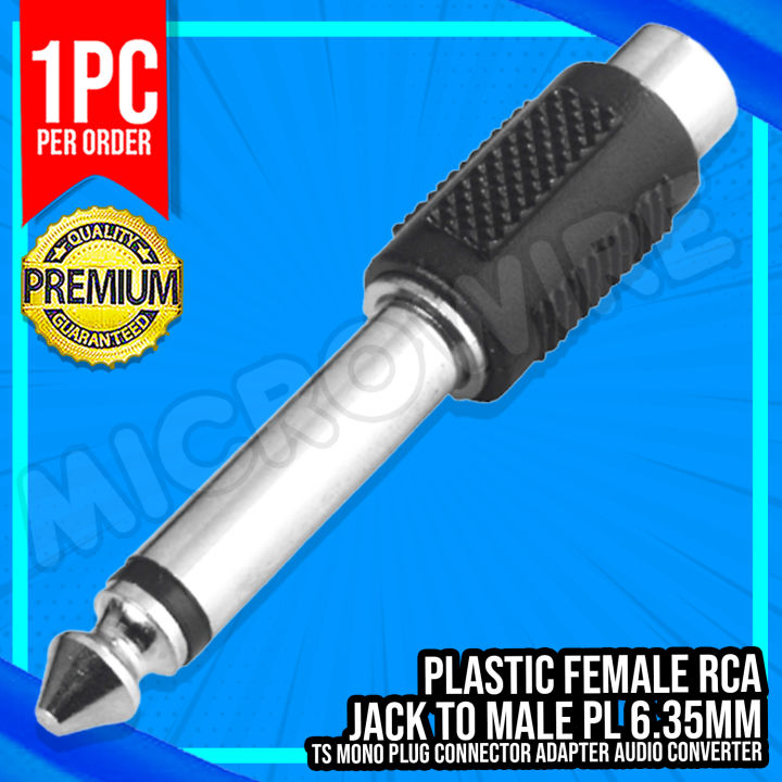 Plastic Female RCA Jack to Male PL 6.35mm TS Mono Plug Connector ...