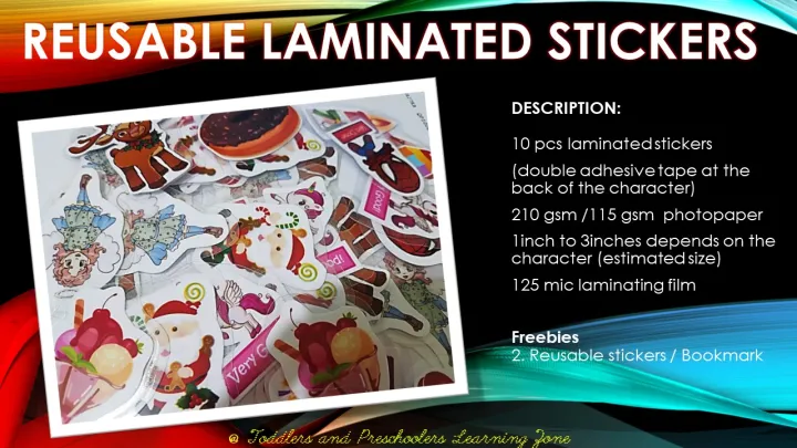 Reusable laminated stickers (double adhesive tape at the back ...