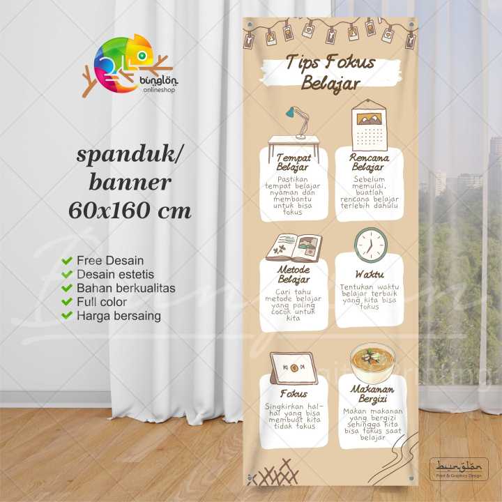 Banner Spanduk Edukasi, Spanduk Banner Tips Fokus Belajar | Lazada ...