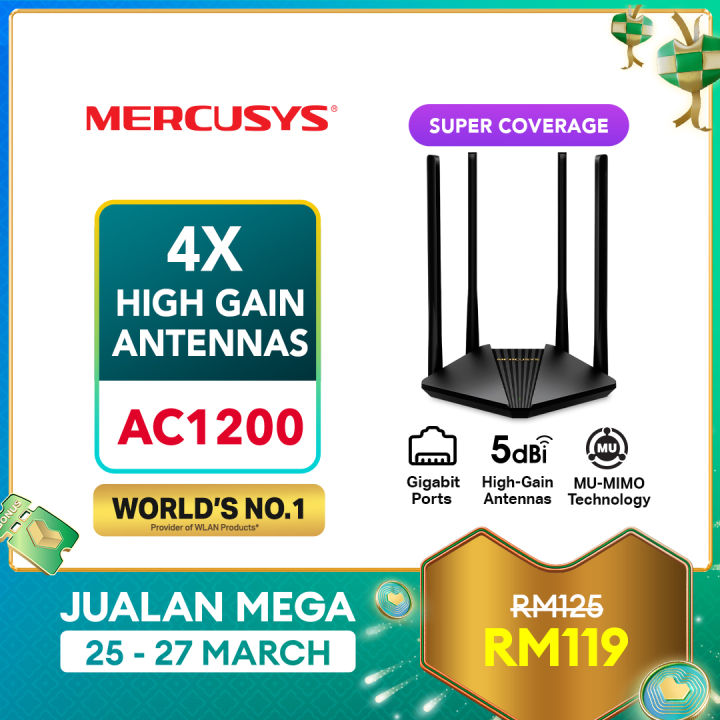 Mercusys Easymesh AC1200 Gigabit 4× High-Gain Antennas Dual Band ...