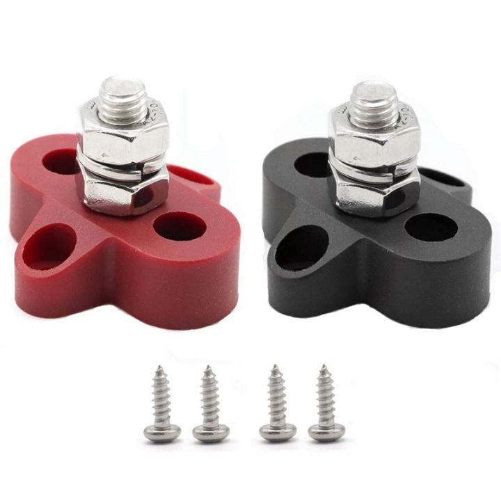 (ZVET) 2Pcs 5/16 Inch DC 48V Busbar Power Terminal Block M8 Positive Negative Power Distribution ...