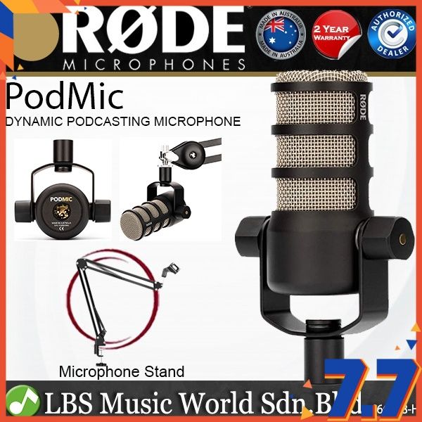 Rode podmic cardioid dynamic broadcast microphone with integrated pop ...