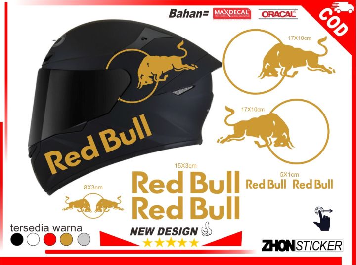STICKER HELM FULL FACE MOTIF RED BULL VARIASI HELM BAHAN CUTTING timbul ...