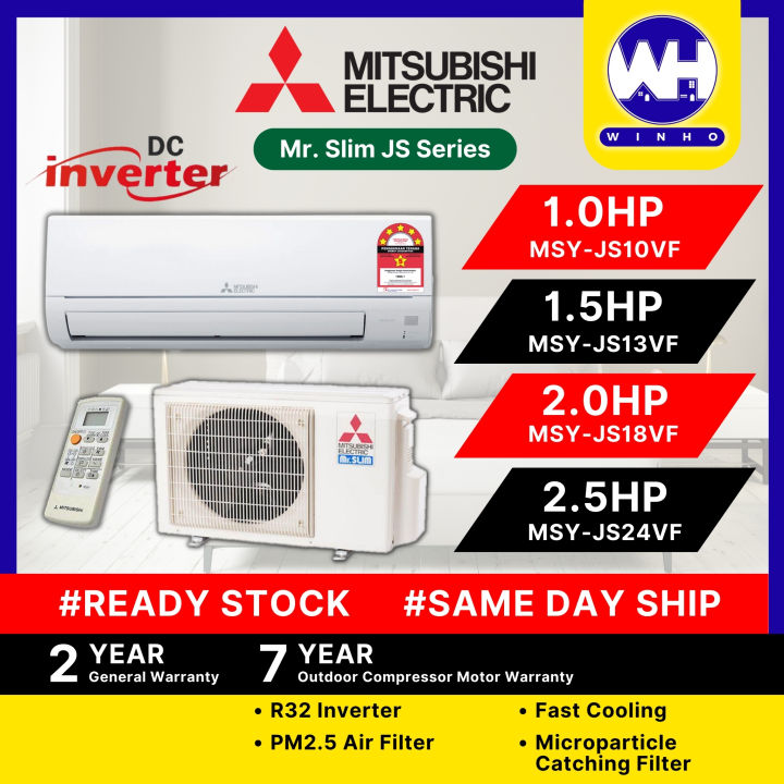 [READY STOCK] Mitsubishi Mr. Slim Standard R32 Inverter Air Conditioner, JS Series, (1.0HP/1.5HP ...