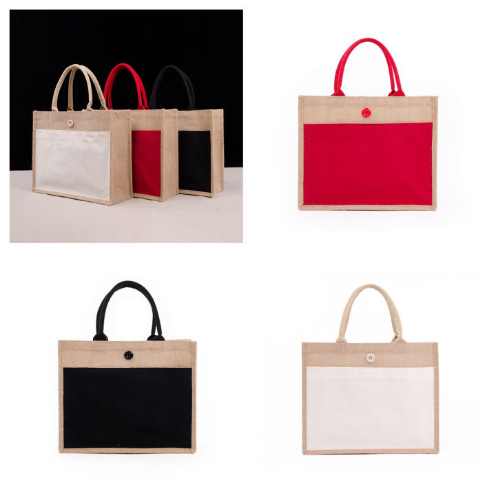 Abaca Tote Bag Linen Jute Burlap Hemp Shoulder Bag Fashion Plain With ...