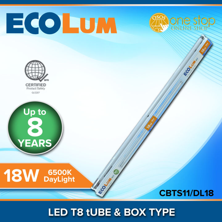 ECOLum Original 18watts LED T8 Tube & Box Type Set Daylight CBTS11/DL18 •OSOS• | Lazada PH