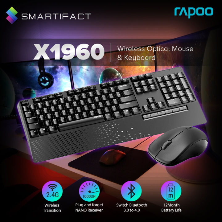 Rapoo X1960 Wireless Keyboard & Mouse Combo Optical Mouse & Keyboard ...