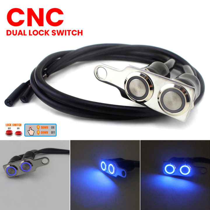 12V Waterproof LED Halo Motorcycle Handlebar Switch Double ON-OFF Push ...
