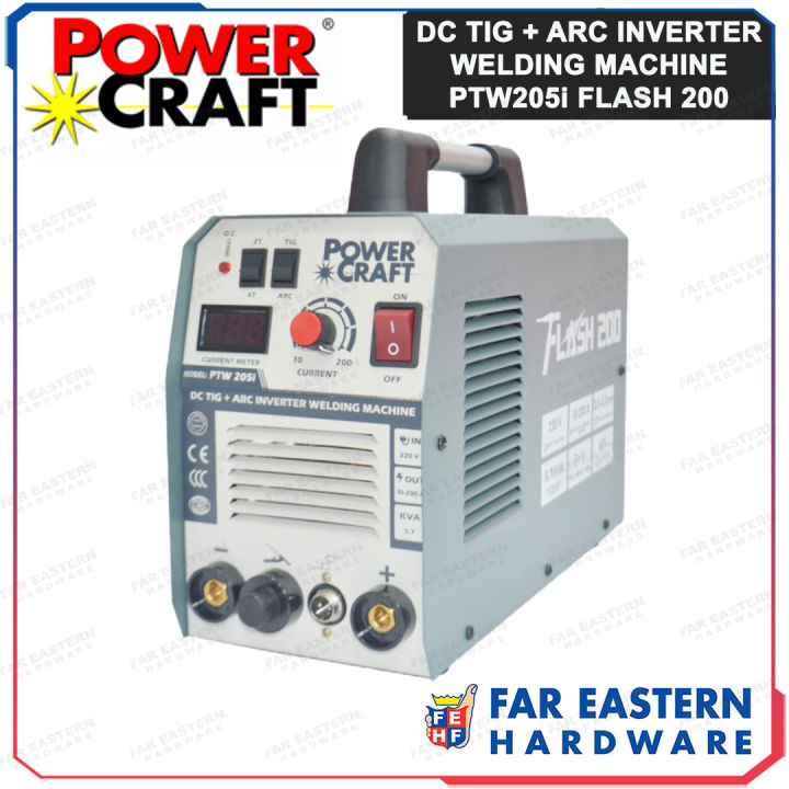 POWERCRAFT DC TIG + Arc Inverter Welding Machine 200A PTW 205i | Lazada PH