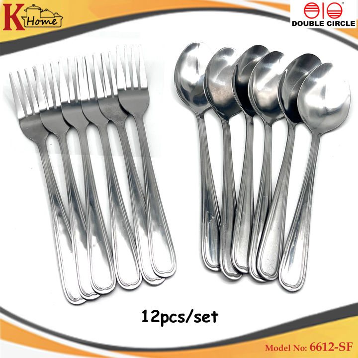 DOUBLE CIRCLE High Quality Stainless Steel Spoon and Fork 12pcs/set ...