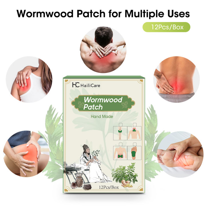 12pcs Wormwood Knee Stickers Self-heating Patch Moxibustion Lumbar ...