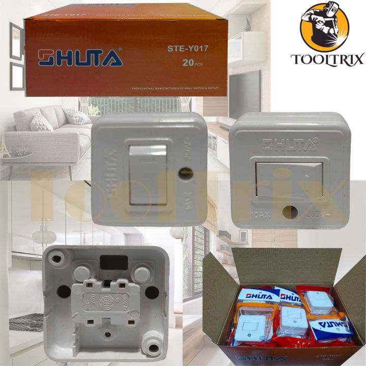 ORIGINAL SHUTA Surface Square Switch White STE-Y017 (Sold per box-20pcs ...