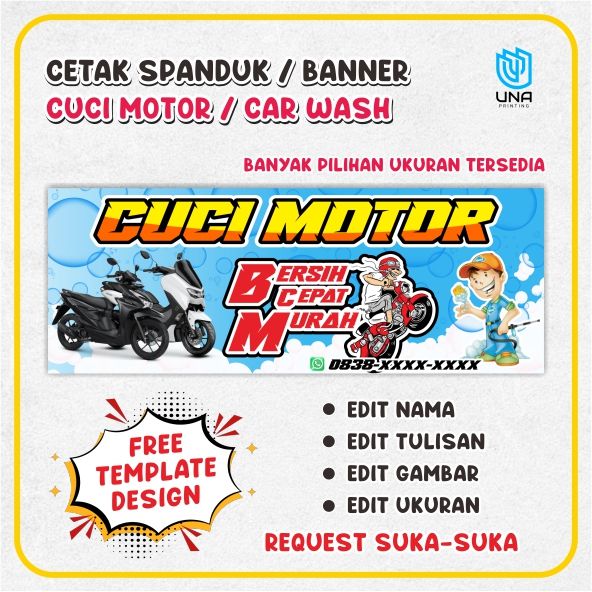 Cetak Spanduk / Banner Cuci Motor Wash Car Wash Custom | Lazada Indonesia