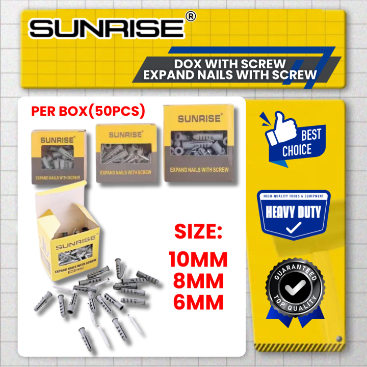 Sunrise Per Box(50pcs) Heavy-duty Dox with screw/Expand nails with ...