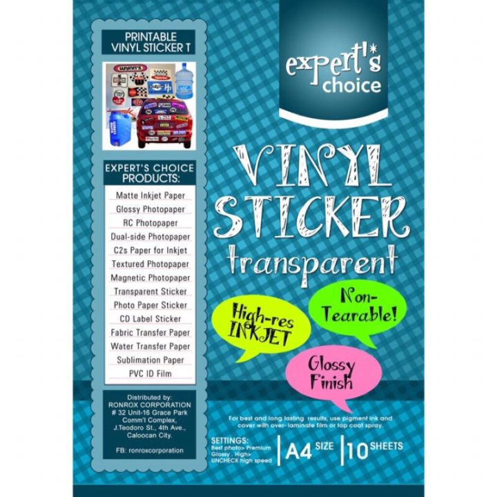 Expert's Choice Clear/Transparent Vinyl Sticker Paper (A4) | Lazada PH