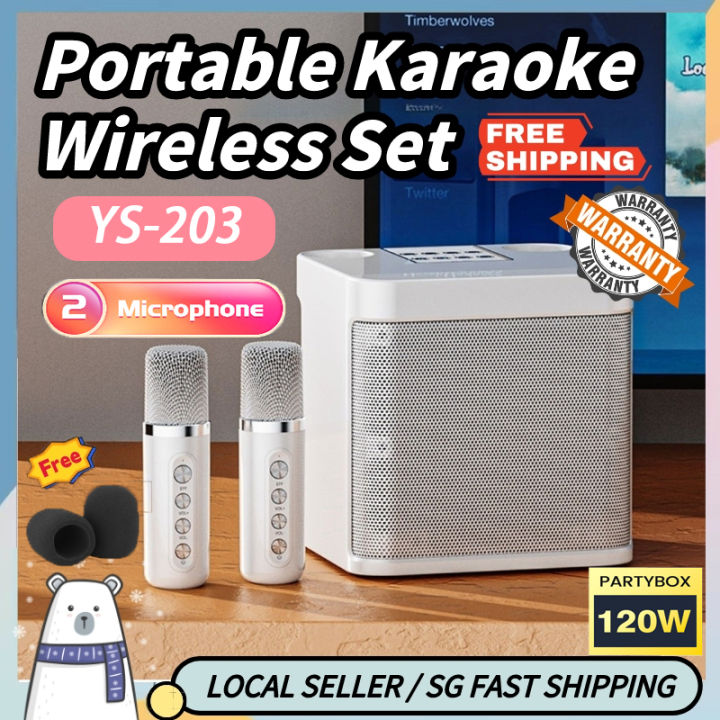 bluetooth speaker portable karaoke Wireless dual microphone mini ...