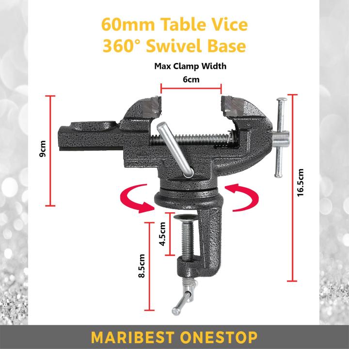 60mm Heavy Duty Swivel Base Bench Vise Clamp Ragum Clamp Bench Table ...