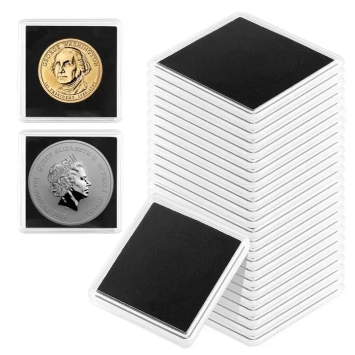 10PCS Plastic Square Coin Holder Capsules Container Coin Transparent ...