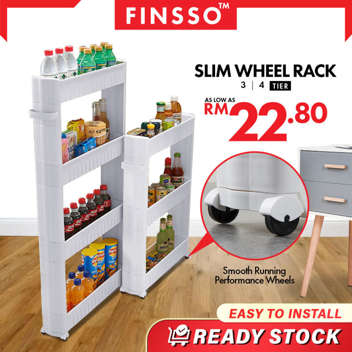 FINSSO Space Savers-3/4 Tier Slim Wheel Kitchen / Bathroom Rack ...