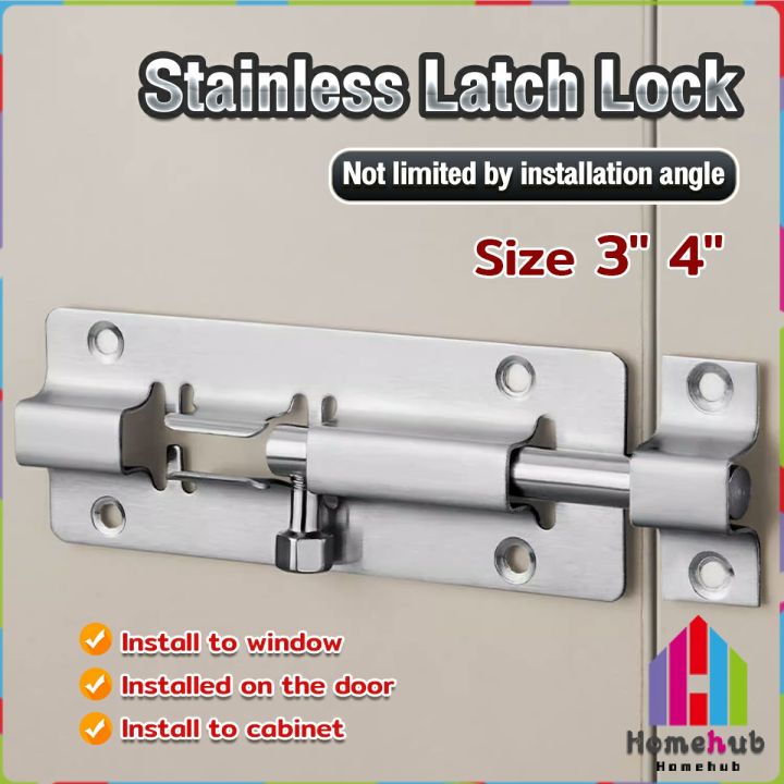 HB 3"/4" Stainless Latch Lock Sliding Lock Door Locks Anti-Theft ...