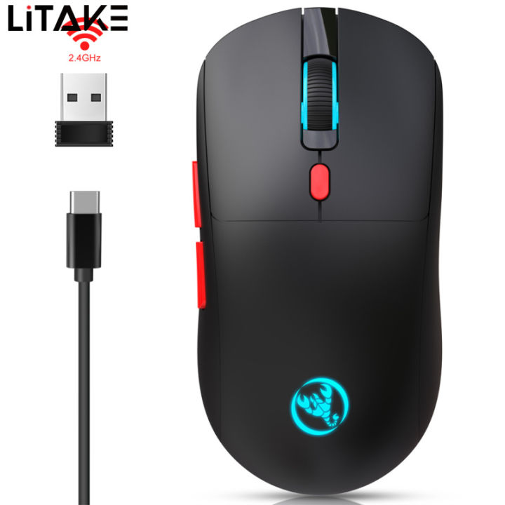 T20 2.4G Wireless Gaming Mouse 7-Color Backlit Ergonomic Mouse 3600 DPI ...