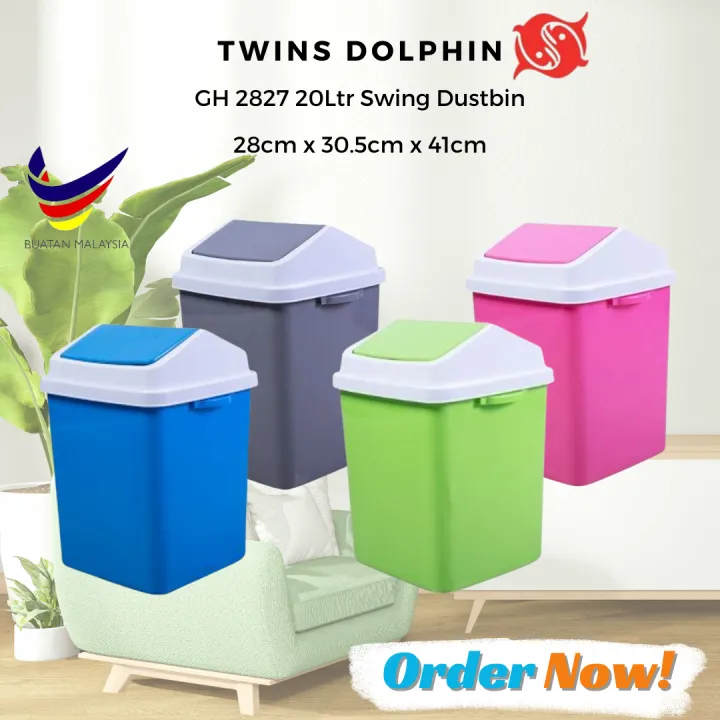 GH 2827 20Ltr Swing Dustbin - Twins Dolphin | Lazada