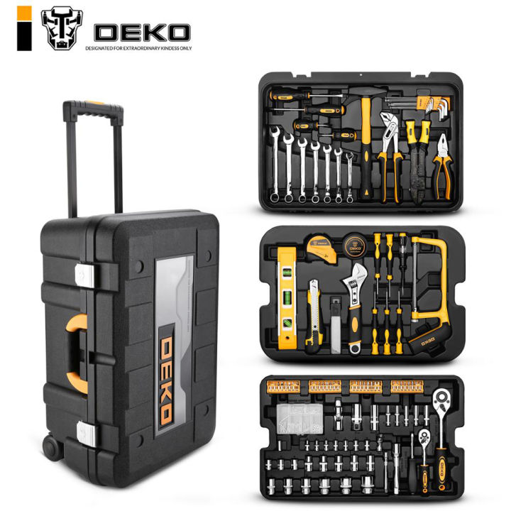 DEKO 258 Pcs Tool Set with Rolling Tool Box Metric Socket Wrench Hand ...