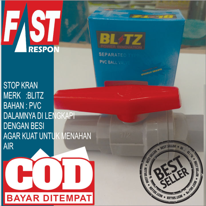 (PROMO) Stop Kran Keran PVC Besi Merk Blitz 1/2 inc pvc ball valve ...