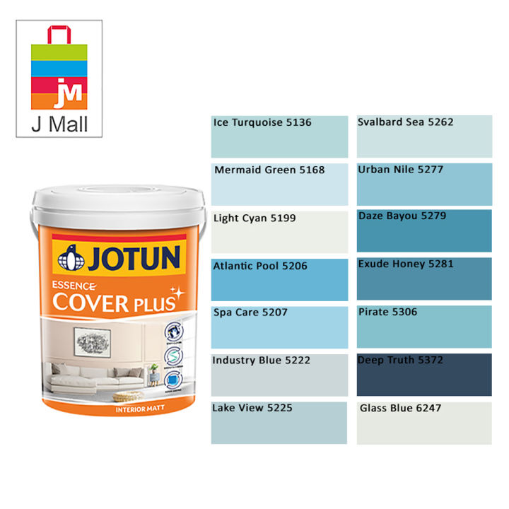 *📌📌* (5136-6247) 15L Jotun Paint Essence Cover Plus Matt Shades of Blue | Lazada
