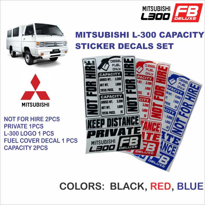 Mitsubishi L300 Van Sticker Set Capacity, Not for Hire, Private, Diesel ... Mitsubishi L300 Van Sticker Set Capacity, Not for Hire, Private, Diesel ...
