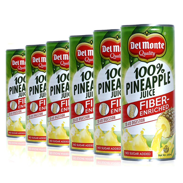 Del Monte 100% Fiber Enriched Pineapple Juice Drink 220ml - Buy 6 Save ...